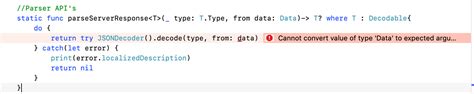 ios cannot convert value of type data to expected type data