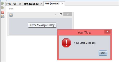how to make error dialog box in java pprogramming
