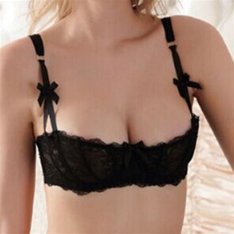 Womens Lace Bra Half Cup Open Bra Underwired Bra Sexy Open Nipple Bra