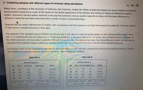 Solved 3 Comparing Samples With Different Types Of