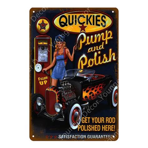 Garage Pin Up Girl Route 66 Tin Signs Metal Poster Art Wall Decoration