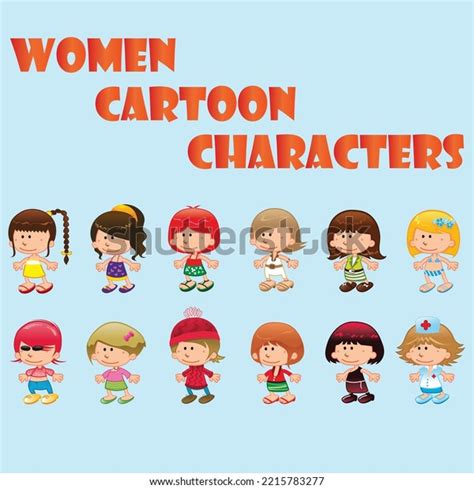 Cute Cartoon Female Character Collection Stock Vector Royalty Free