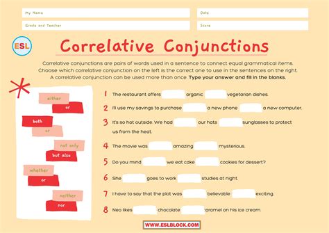 What Is A Correlative Conjunction Examples Rules Exercise English
