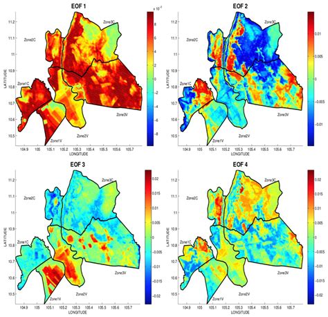 The First Four Spatial Empirical Orthogonal Functions Eofs Of The