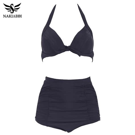 Nakiaeoi 60s Unique Retro Bikinis High Waist Swimsuit Push Up Swimwear