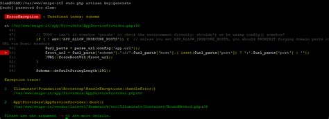 php artisan key generate errorexception · issue 10572 · snipe snipe it