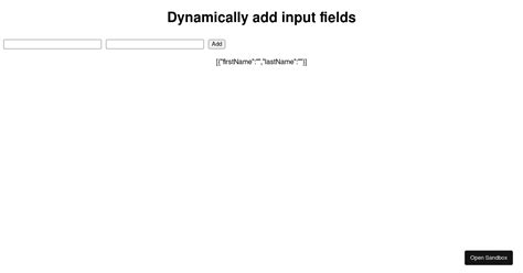 how to dynamically add input fields by button clicl codesandbox