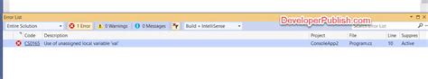 c error cs0165 use of unassigned local variable name