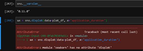 attributeerror on seaborn displot python codecademy forums