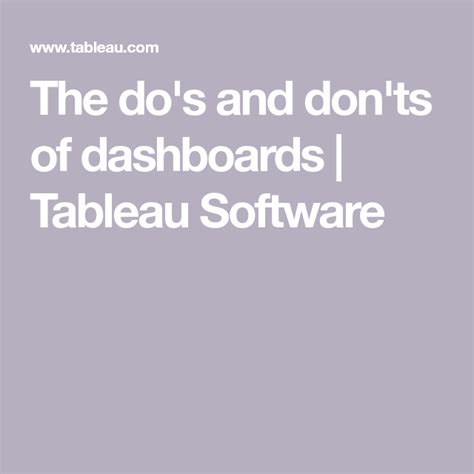 the do s and don ts of dashboards tableau software data science