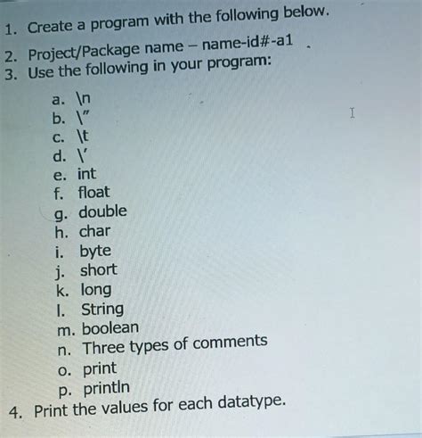 solved i 1 create a program with the following below 2