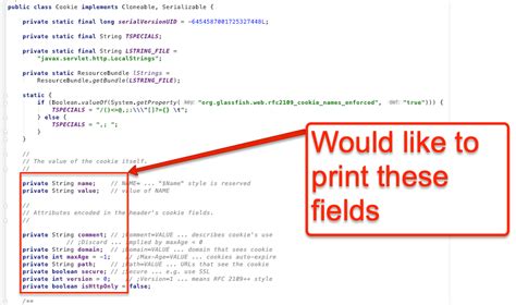 java any utilities to print all fields of a rvlet cookie