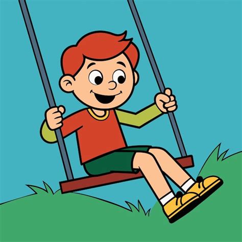 Un Dessin Animé Dun Garçon Sur Une Balançoire Avec Les Mots Le Mot