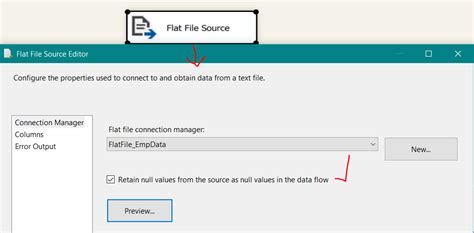 ssis package to read blank data as null values from flat file source