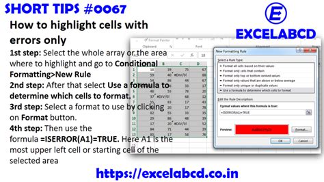 short tips 0067 how to highlight cells with errors excelabcd