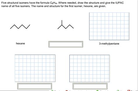 Hexane Isomers Structural Formulas