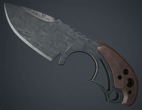 3d model fixed blade knife vr ar low poly cgtrader