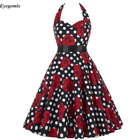 Vintage Rockabilly Dresses Women 50s 60s Party Floral Print Summer