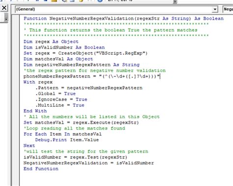 vba regex pattern validation
