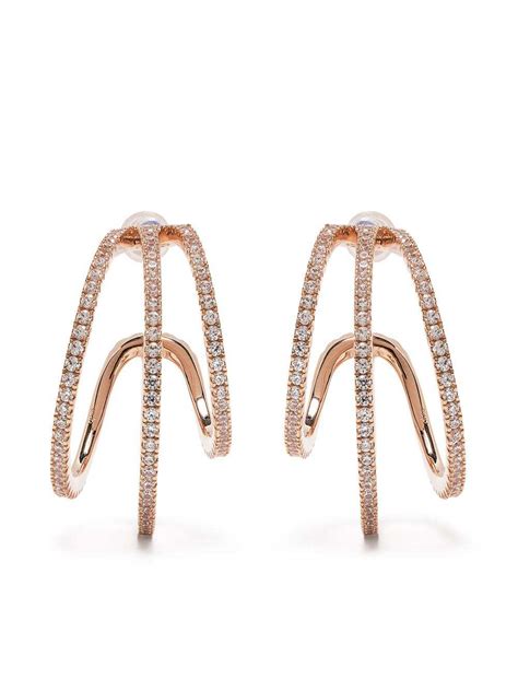 Apm Monaco Crystal Embellished Tripled Hoop Gold Editorialist