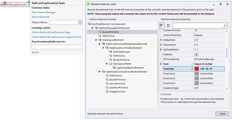 accessing and customizing elements radfontdropdownlist telerik ui