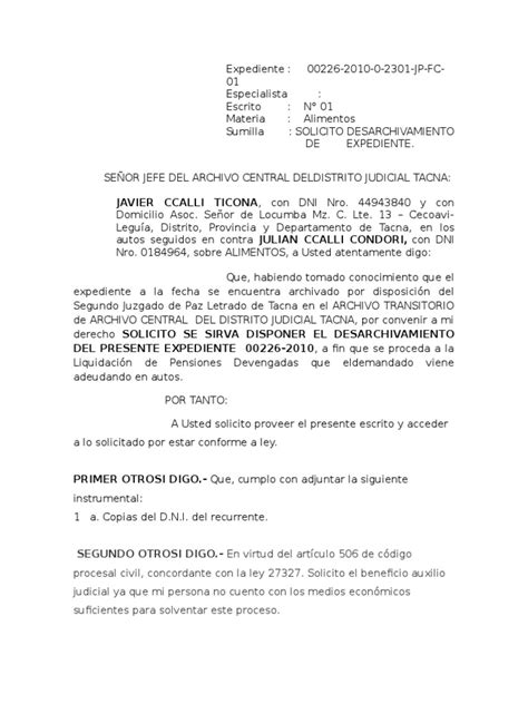 Desarchivamiento Del Expediente Pdf