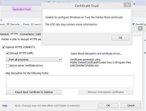 ssl why won t fiddler install my certificate windows 8 unable to