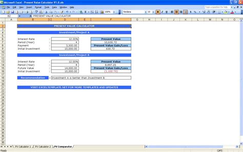 Present Value Calculator Excel Template