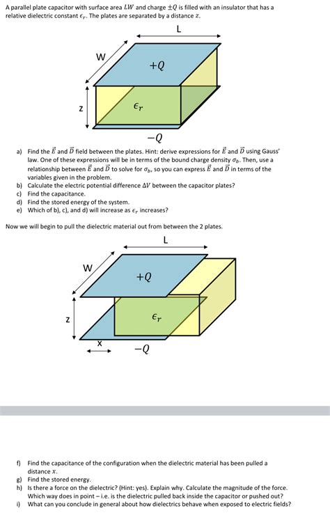 [solved] A Parallel Plate Capacitor With Surface Area Lw And Charge Q