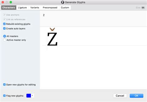 using composite and auto glyphs
