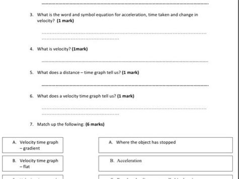 Gcse Forces And Motion Revision Questions Answers Teaching Resources