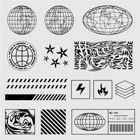 Premium Vector Streetwear Fashion Design Elements Retro Futuristic
