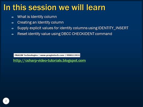sql server and c video tutorial part 7 identity