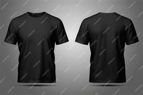 Blank Black Shirt Mock Up Template Front And Back View Isolated On