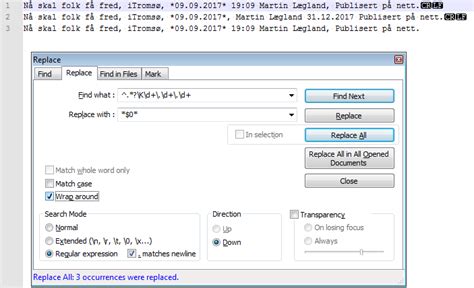 reference regex when using find and replace in notepad stack overflow