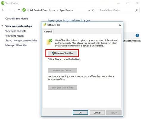 Enable Offline Files In Windows 10