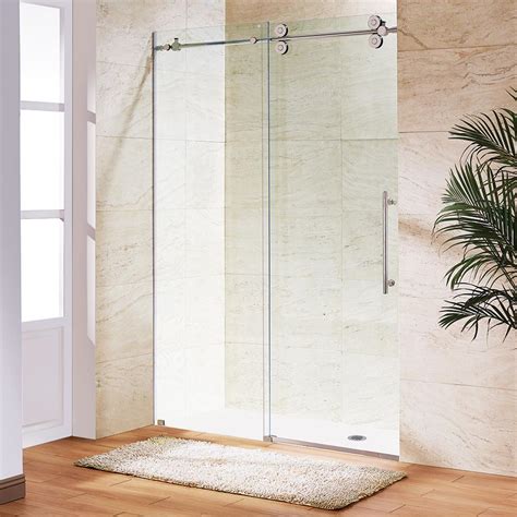 Vigo Elan 52 In X 74 In Frameless Sliding Shower Door In Stainless