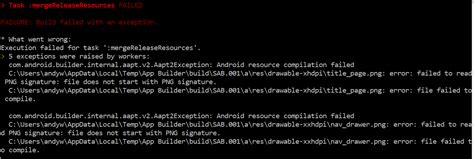 mergereleaseresources failed failed to read png signature scripture
