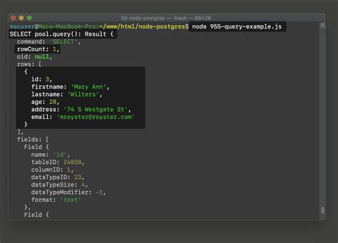 nodejs and postgresql query example objectrocket