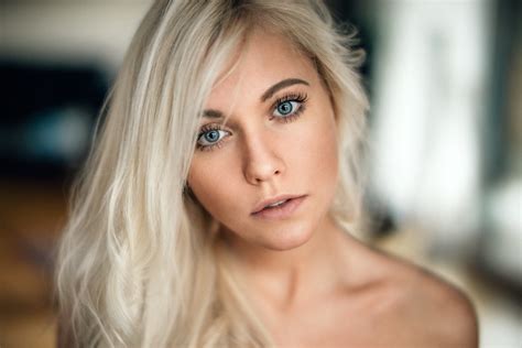 Women Blonde Face Blue Eyes Portrait Wallpapers Hd Desktop And