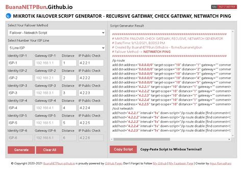 mikrotik failover script generator recursive netwatch and check