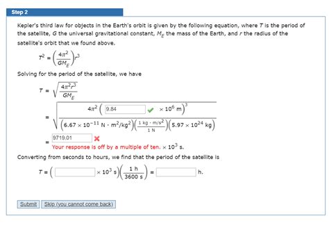 Solved Step 2 Keplers Third Law For Objects In The Earths
