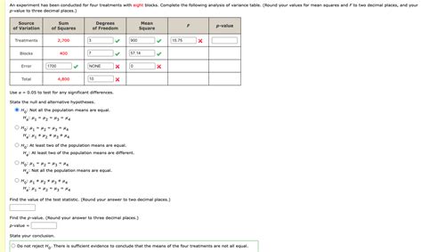 Solved An Experiment Has Been Conducted For Four Treatments