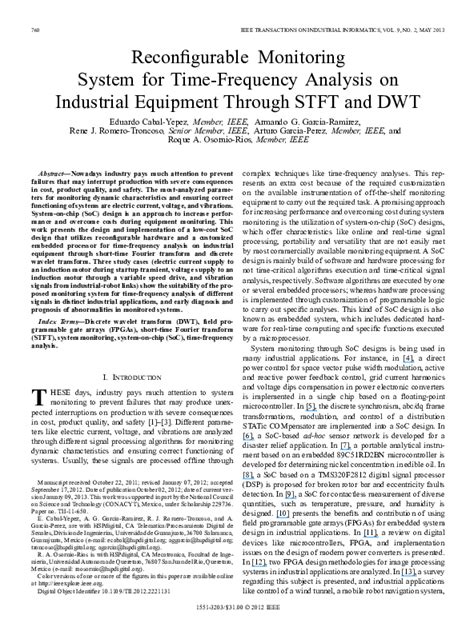 Pdf Reconfigurable Monitoring System For Time Frequency Analysis On