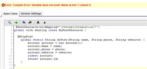 rest api compile error variable does not exist name at line 7