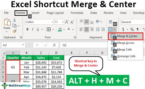 excel shortcut for merge and center top 2 methods