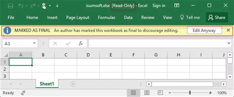 how to make an excel spreadsheet read only in office 2016