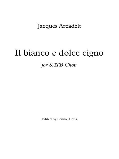 Il Bianco E Dolce Cigno Full Score Pdf