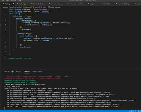 sửa lỗi error [err headers sent] cannot set headers after they