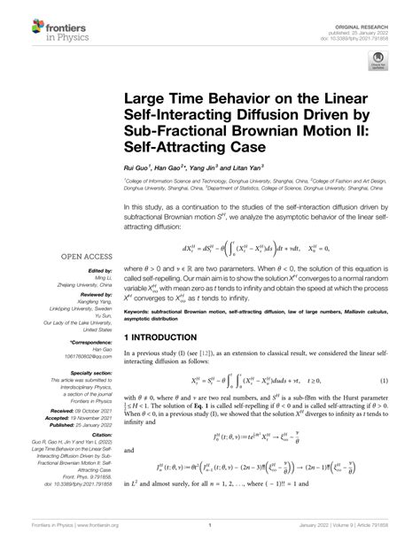 Pdf Large Time Behavior On The Linear Self Interacting Diffusion